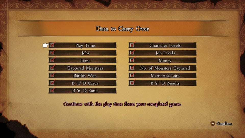 Bravely Default 2 New Game Plus Options