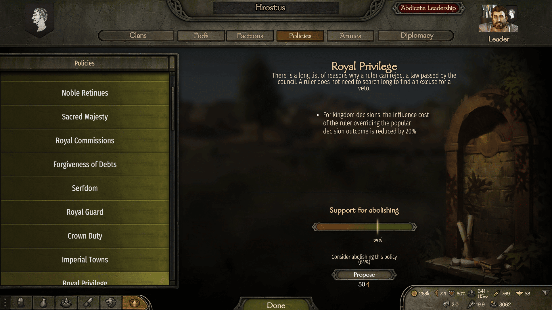Best Kingdom Policies in Mount & Blade II: Bannerlord