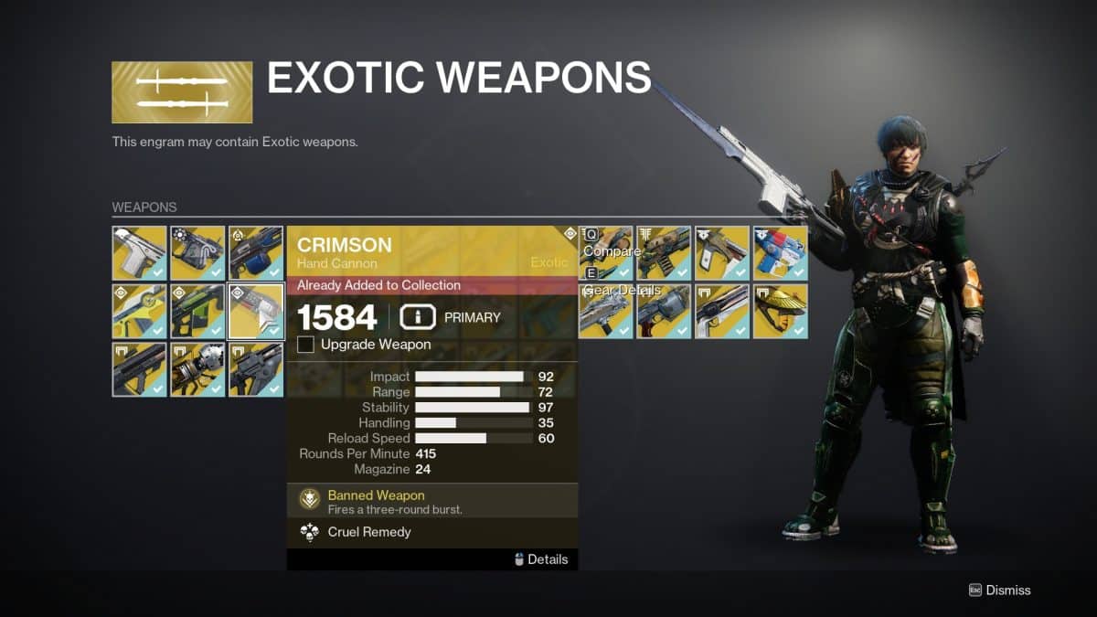 How to Get Crimson (Exotic Hand Cannon) in Destiny 2